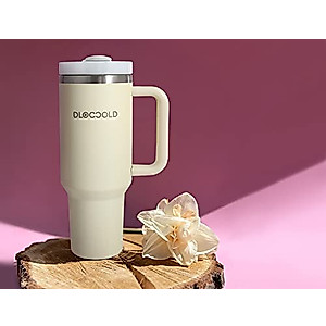 DLOCCOLD 40 oz Stainless Steel Tumbler with Handle, Insulated Tumbler With Lid & Straw, Travel Mug Cup Holder Friendly, Reusable Large Tumbler for Water, Iced Tea or Coffee, Gift for Men Women