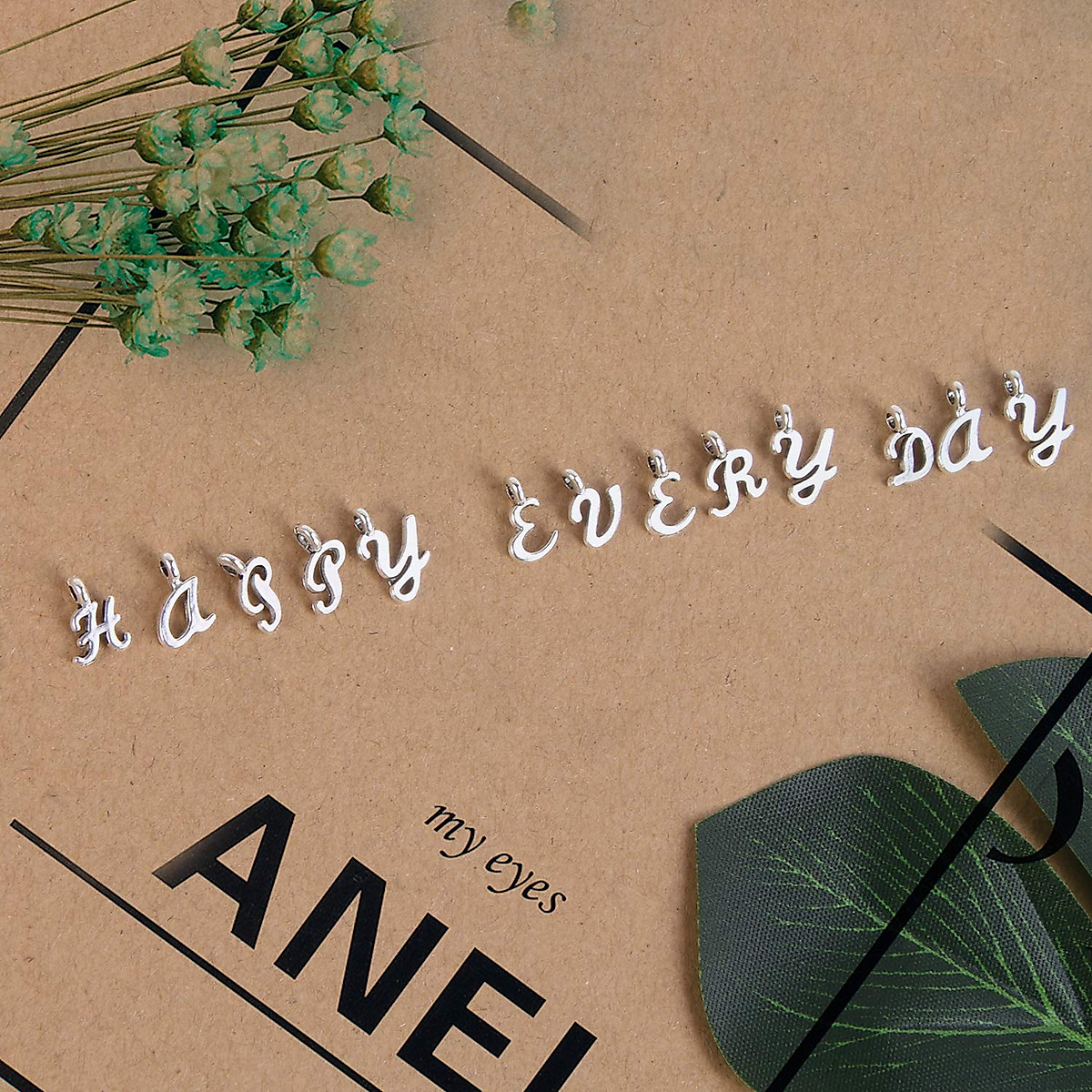 SANNIX 156Pcs/6 Sets ABC Letter Charms Mini A-Z Alphabet Bracelet Necklace Pendants with 200Pcs Open Jump Rings for DIY Jewelry Making