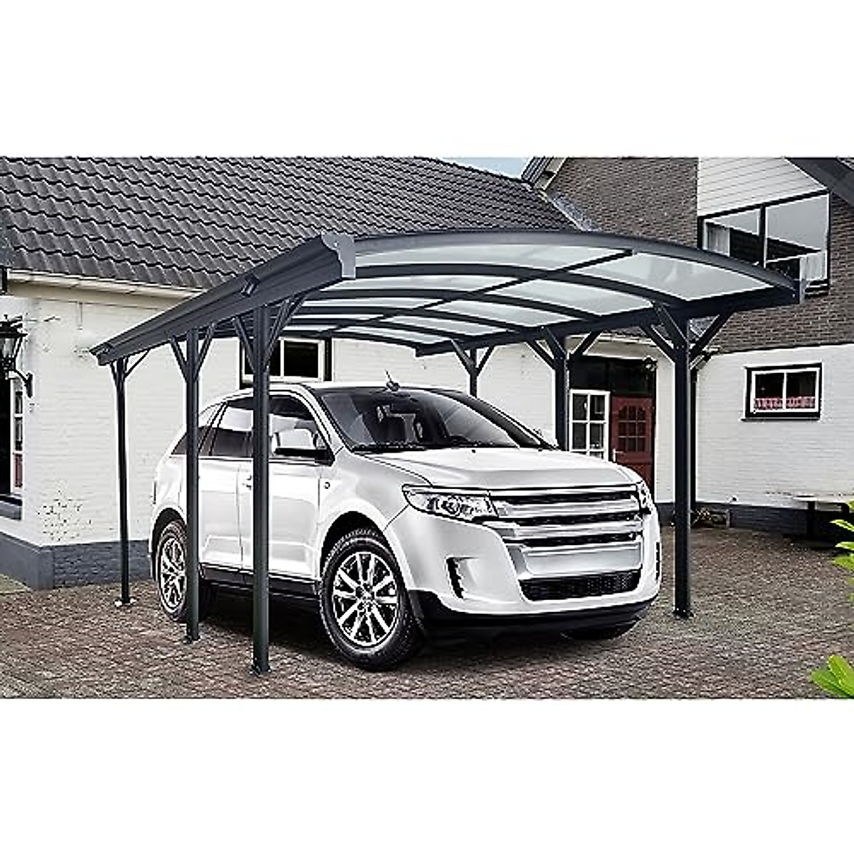 Hanover 19-Ft. x 10-Ft. Aluminum Arch-Roof Carport with Opaque Polycarbonate Roof Panels
