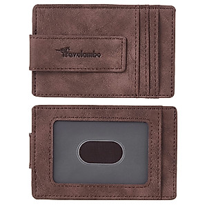 Travelambo Money Clip for Men Magnetic Front Pocket Wallet Slim Wallet Minimalist Card Holder RFID Blocking (Coffee)