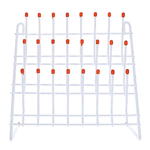 TEHAUX Metal Test Tube Drying Rack, White, 30x30cm, Portable Lab Drying Equipment for School Laboratory Utensil