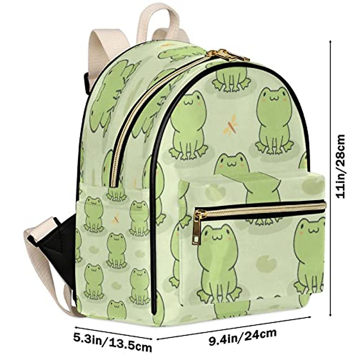 Cute Frog Mini Backpack Purse for Women, Frog Dragonfly Leather Small Backpack Casual Travel Daypacks Shoulder Bag for Girls Teen