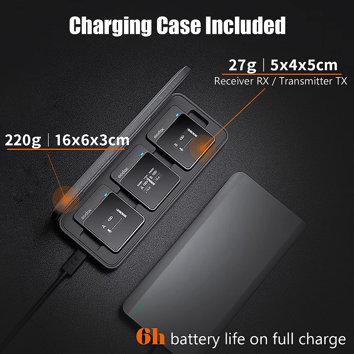 GODOX MoveLink M2 Wireless Lavalier Microphone System, 2.4GHz Dual Channel Lapel Mic with Charging Case for DSLR Cameras Smartphones for YouTube Interview Video Recording Vlogging Live Streaming