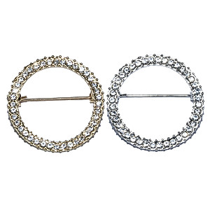 2Pieces Shiny Geometry Circle Round Brooch for Women Girls Suit Lapel Pins for Party Wedding Gift Fashion Feminist Rhinestone Crystal Accessories for Shawl Scarf Buckle Sweater Cardigan