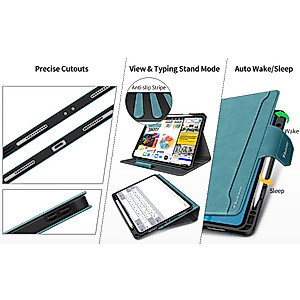 BuKoor iPad Pro 12.9 inch Case 6th/5th/4th/3rd Generation with Apple Pencil Holder, PU Leather Folio Smart Stand Magnetic Clasp Shockproof Cover for iPad Pro 12.9 2022/2021/2020/2018(Tempo Green)