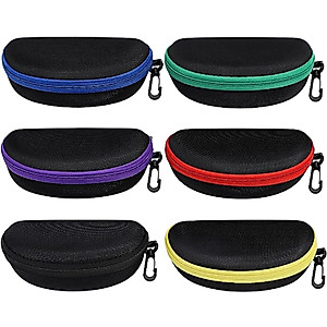 6 Pack Sunglasses Case Portable Travel Zipper Eyeglasses Case With Hook