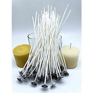 Beesworks 100 Piece Cotton Candle Wick 6" Pre-Waxed for Candle Making, Candle DIY
