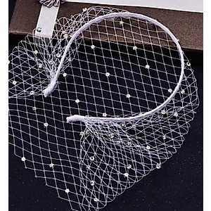 Passat Russian Tulle Birdcage Veil Hair Clip Blusher Wedding Veil Birdcage Veil Headband With Rhinestones Bridal Veil Gift Pins Ivory