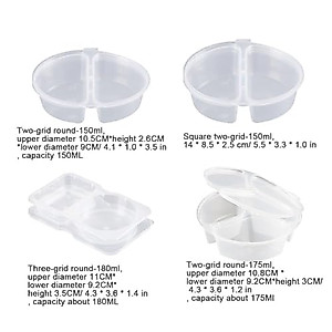Double Compartment Condiment Container,2 Compartment Snack Containers with Lids,Small Food Storage Containers,Double Compartment Snack Containers for to-go Sauce, Sampling, Travel Snack (Round 150ml)