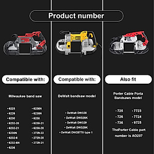 4 Pack 45-69-0010 Blade Pulley Tires Replacement For Milwaukee Bandsaw Part Deep Cutting Blades 6230 6232-6 6225 AO2807 6238N 6238-20 2729-20 Portaband Saw Belt