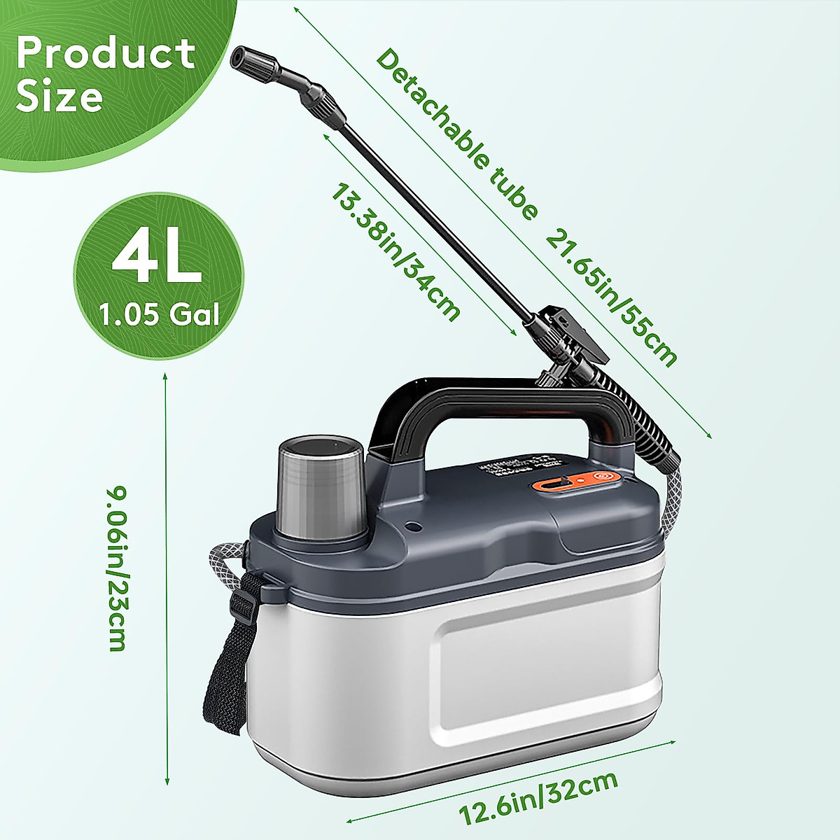 BHeadCat Battery Powered Garden Sprayer 1 Gallon/4L, Electric Pump Sprayer with Lockble Handle and USB Cable, Portable Sprayer with Adjustble Nozzle and Shoulder Strap for Garden Lawn Cleaning