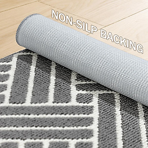 JEEDOVIA Kitchen Rugs, Kitchen Mats for Floor, Non Slip Kitchen Runner Rug, Absorbent Resist Dirt Kitchen Floor Mat for Sink, Home, Door, Entrance, Outdoor, Machine Washable, 19.5"x31", Grey