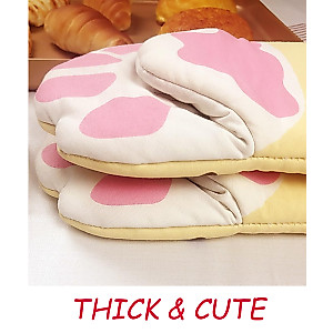 Oven Mitts Kitchen Cooking Baking Heat Resistant Cat Glove, 1 Pair Claw