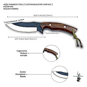 Handmade Steel Hunting Knife - Leather Knife Sheath - Tactical Fixed Blade Bushcraft Knife , Knives Men , Survival Knife , Camping Knife , Full Tang Blade