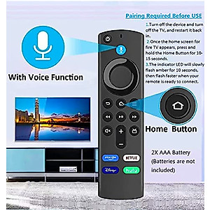 Voice Remote Control Replacement Fire TV L5B83G with Cover Silicone Case, fit for Fire TV Lite, Fire TV Stick 4K Max/Bundle (2nd Gen and Later), Cube (1st Gen and Later), Fire TV (3rd Gen)