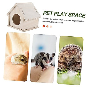 Balacoo 2pcs Wooden pet House Wooden Toys Hamster Toy Wooden House Hamster Accessories Chinchilla Hamster nest Small pet Small Animals Wooden cage Seesaw The Swing Multi-Layer Small House