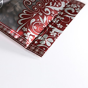 100PCS Matte Red & Silver Border Royal Crown Flower Design Stand-Up Zip Seal Bags 12x20cm (4.7x7.8")