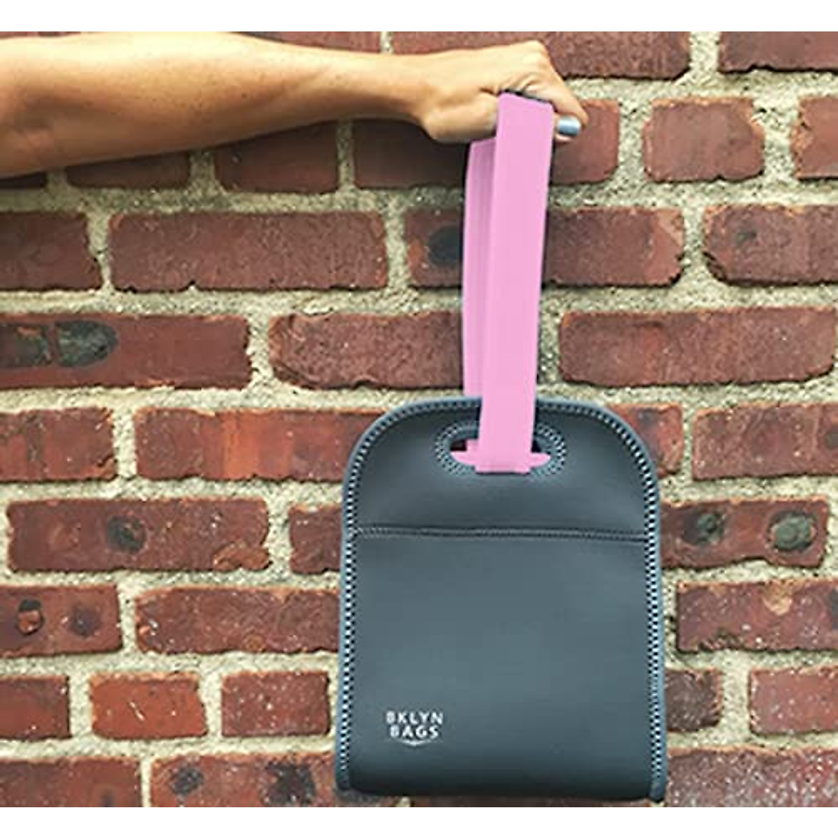 Neoprene Lunch Bag – Tiffin Bag – Eco Friendly Insulated Bento Bag With Zipper And Strap For Boys Girls Kids Teen & Adults. Lunch Tote, Lunch Box,Food Container for School or Work (Pink/Grey)