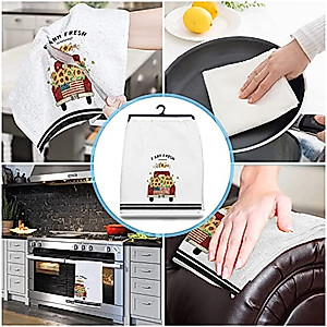 Beisseid Kitchen Towels Farm Fresh Sunflower Truck Dish Cloth Fingertip Bath Towels Cloth Black Stripes Hand Drying Soft Cotton Tea Towel 18x28in