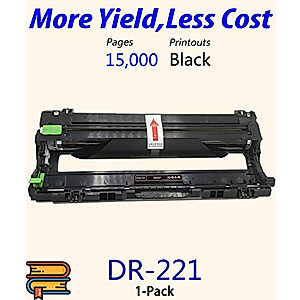 1-Pack Compatible DR-221CL Drum Unit Replacement for Brother DR221CL DR-221 DR221 Imaging Used for TN221 Toner HL-3140cw HL-3170cdw HL-3180CDW MFC-9130cw MFC-9330cdw MFC-9340cdw DCP-9020CDN Printer