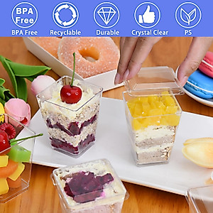 Monrocco 50 Pack 5 oz Plastic Dessert Cups with Lids and Spoons, Mini Parfait Cups with Lids Appetizer Cups for Party, Clear Mini Dessert Cups with Spoons Yogurt Dessert Shooter Cups for Pudding