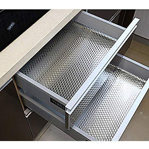 TOOLDECO Sliver Kitchen Backsplash Sticker Aluminum Foil Peel Stick Paper Wall Paper DIY Drawer Cabinet Shelf Liners Paper 15.8inch X 100inch