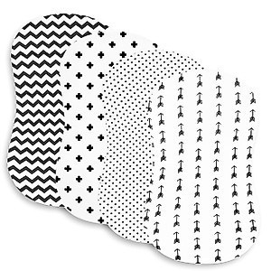 Bassinet Bed Sheets – Bassinet Fitted Sheets 4 Pack – 100% Jersey Knit Cotton Cradle Sheets – Bassinet Bedding for Standard Size Oval or Rectangular Bassinet Pads – Bassinet Sheet for Boy & Girl