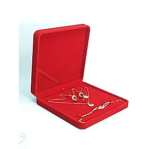 JunningGor Jewelry Set Velvet Box Necklace Earring Ring Necklace Bracelet Gift Display Case Wedding Jewelry Storage Holder (Red)