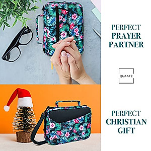 Bible cover,bible carrying case for women,bible covers,bible covers with handles and zippered pockets, bible case for women,bible covers for women,bible covers for girls, christian gift (palmate blue)