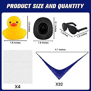 32 Set Mini Cowboy Rubber Duck with Cowboy Hat Scarf and Sunglasses Mini Yellow Duckies Bath Party Toy Mini Squeak Duck Bathtub Toys for Swimming Pool Baby Shower Birthday Party Gifts Decor (Black)