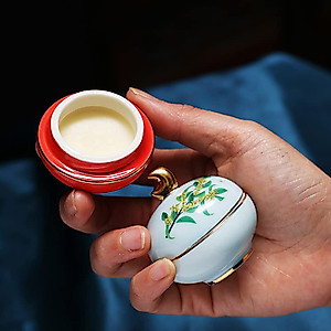 Solid Perfume, Floral Scent Fragrance All Natural Ancient Chinese Palace Craftsmanship for Women Girls Long Lasting Travel Friendly with Delicate Ceramic Jar Gift Box (Red)