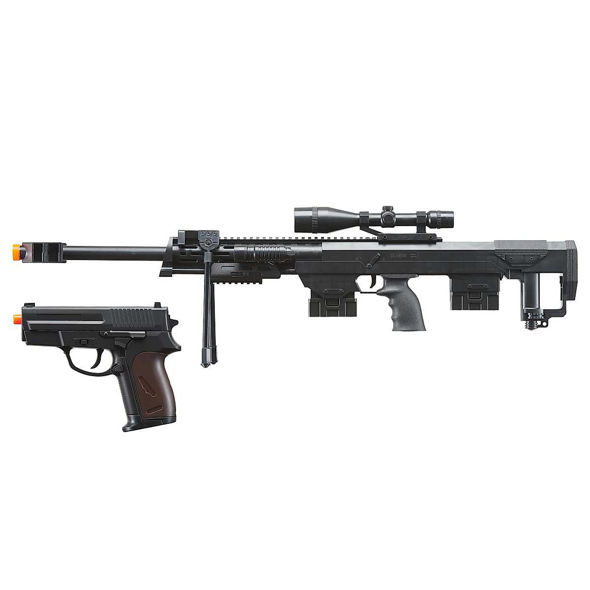 GoldenBall Sniper 300 FPS Spring Airsoft Rifle & Pistol Combo Gun Set