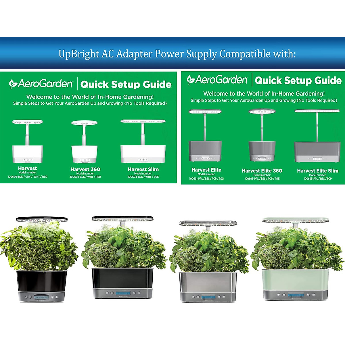 UpBright 12V AC/DC Adapter Compatible with AeroGarden Harvest Elite Slim 360 100690-BLK 100691 100692-BLK 100693-PPL 100694-BLK 100695-PPL Indoor Garden LED Grow Light 12VDC 2.5A 6WWPC01 Power Supply