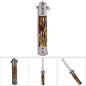 SwitchBlade Comb, Resin Handle Comb Folding Butterfly Comb Training Practice Comb Outdoor Practice Comb for Hair Beard or Mustache, Stocking Stuffers(Imitated bovine bone color)
