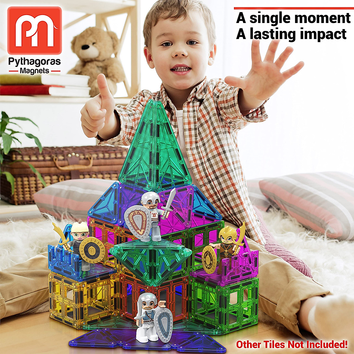 Pythagoras Magnetics Magnetic Figures Set with Knights and Vikings, Interactive Early Learning STEM Toys for Boys and Girls, Action Figures for Building Blocks and Tiles, Fun 12 pc. Add-On Kit