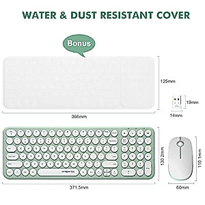 Wireless Keyboard and Mouse Combo, Cute Kawaii Green Aesthetic Quiet Laptop Keyboard Teclado y Mouse Inalambrico Mac (Macaron Green)