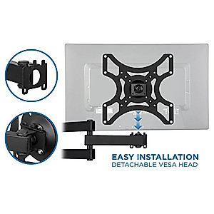 Mount-It! TV Wall Mount Bracket with Full Motion Arm Fits 13-42” Flat Screen TVs VESA 75, 100, 200, 55lb Weight Capacity WITH 15" EXTENSION