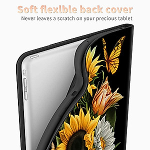 Sunflowers Butterfly Case Compatible with Amazon Fire HD 10 10.1-Inch Tablet (7th Generation and 9th Generation,2017 and 2019 Release), Smart Folding Stand Cover with Auto Wake/Sleep