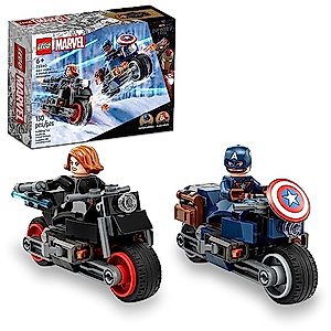LEGO Marvel Black Widow & Captain America Motorcycles 76260 Buildable Marvel Toy for Kids Ages 6-8, Marvel Playset Based on the Avengers Age of Ultron Movie with a Captain America Bike & 2 Minifigures