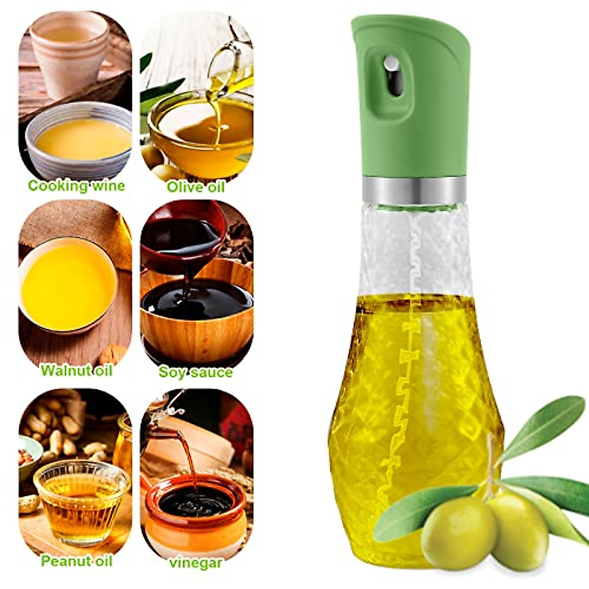 Ihvewuo- Oil Sprayer 260ml Refillable Oil Spray Bottle Glass Olive Oil Sprayer Mister Portable Oil Vinegar Spritzer Sprayer Bottle Oil Dispenser Mister Kitchen Gadgets for Cooking Baking