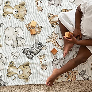 HawSkgFub African Safari Jungle Animal Baby Boy Girl Neutral Blanket, Elephant Giraffe Lion Nursery Flannel Fleece Swaddle Receiving Blankets, Soft Lightweight Newborn Toddler Infant Kid Bedding 30x40