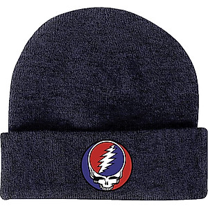 Ripple Junction Grateful Dead Adult Beanie Steal Your Face Cuffed Vintage Band Winter Hat Officially Licensed Heather Navy