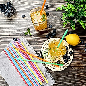 500 Pcs Colorful Disposable Drinking Plastic Straws.(0.23'' diameter and 8.26" long)-8 Colors