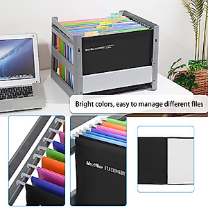 MerryNine Hanging File Folders, 15PCS Letter Size Suspension Files, Polypropylene Filing Cabinet Suspension Files with Tabs and Card Inserts for School Home Work Office Organization (Murky Black)