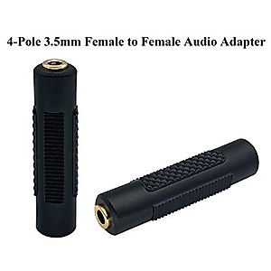 AAOTOKK 3.5mm Headphone Adapter, 4 Poles 3.5mm 1/8'' Female to Female Aux TRRS Stereo Audio Connector for Earphone, Headset Adapter, Smartphone, Laptop, Tablets, MP3 Player(2Pack 3.5mm F/F)
