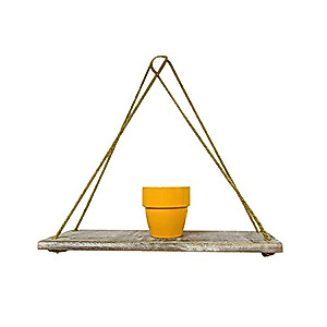 Trademark Innovations Wood Wall Rope Hanging Floating Shelves - Set of 2