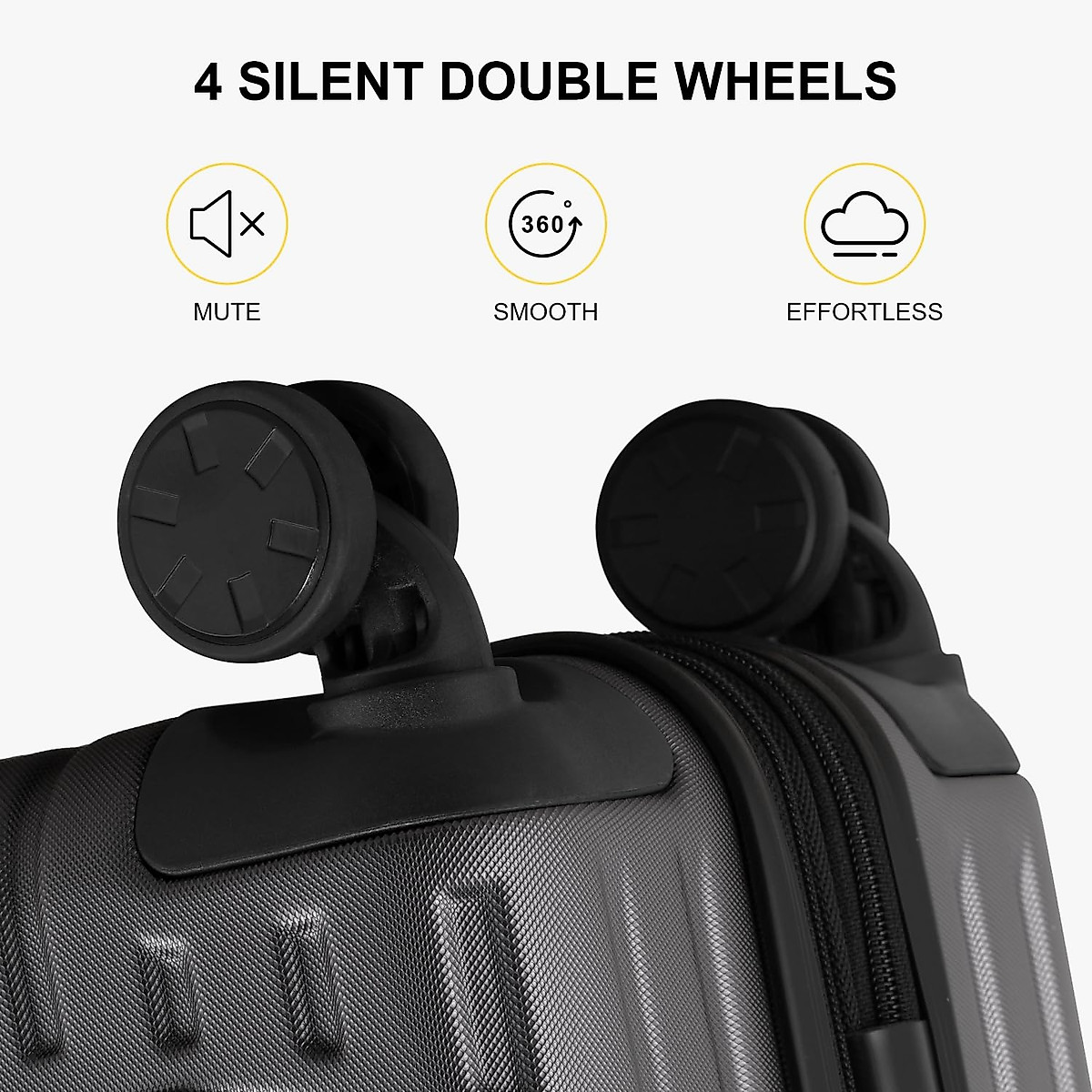 LEVEL8 Grace Carry On Luggage, 20 Inch Expandable Hardside Suitcase, Abs+Pc Harshell Spinner Luggage with Tsa Lock, Spinner Wheels, Grey, 20 Inch Carry-On