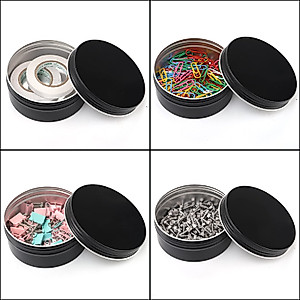 Foraineam 24 Pack 8 oz / 240ml Round Aluminum Tin Cans with Screw Top Lids - Large Metal Empty Tea Storage Case Jars - Spice Salve Hair Wax Cosmetic Cream Containers, Black