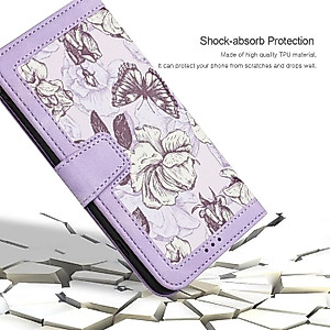 Rnrieyta Miagon Flip Case for Samsung Galaxy S23 Ultra,Lovely Flower PU Leather Wallet Phone Folio Case Magnetic Protective Cover with Stand Function Card Slots,Purple