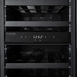 KoolMore KM-CW28DZ-BPR Reserve 15 in. Under-Counter Panel Ready Dual Zone Built-in Wine Cooler with Black Shelves and 23 Bottle Capacity